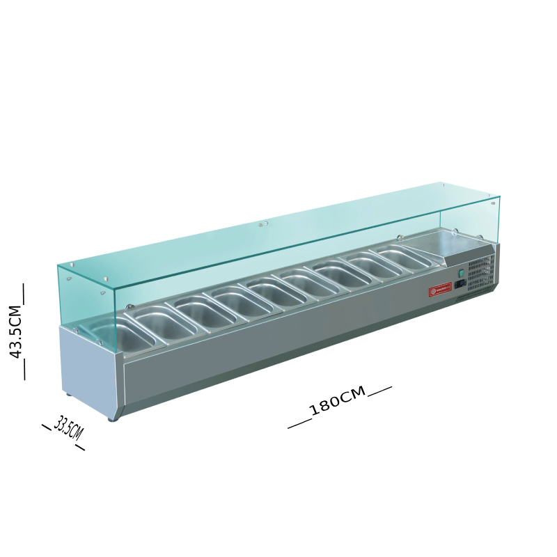Salad Display Refrigerator, 8 Stainless Basins, 1.80 Meters
